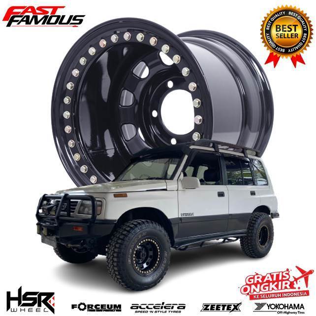 Jual Velg daytona r15 lebar 12 baut 5x139 mobil Taft, jimny, eskudo ...