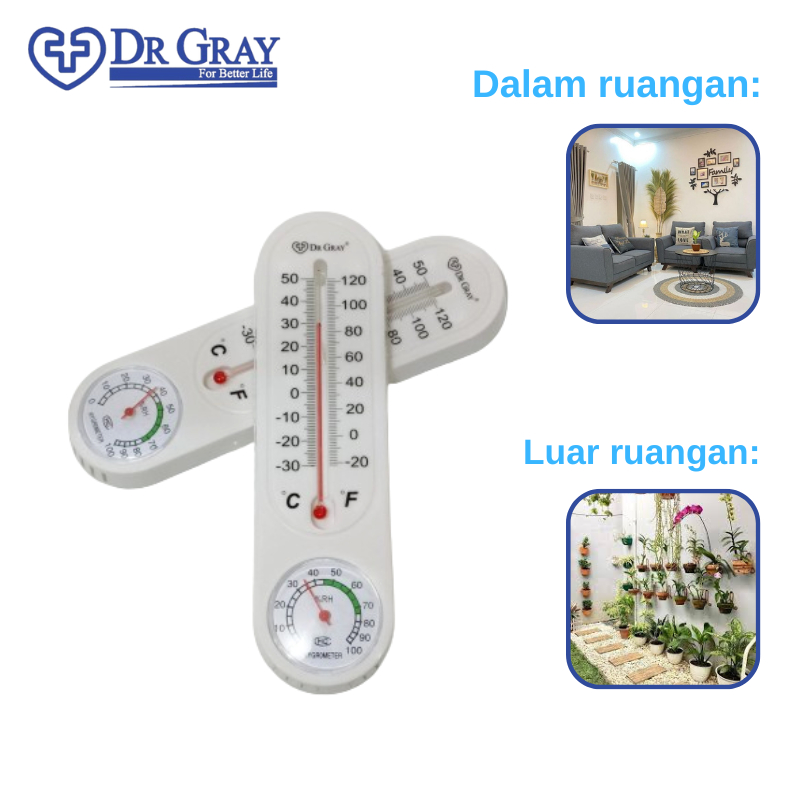 Jual DR.GRAY Thermometer Wall Termometer Dinding Alat pengukur suhu ruangan Hygrometer analog 9 ...