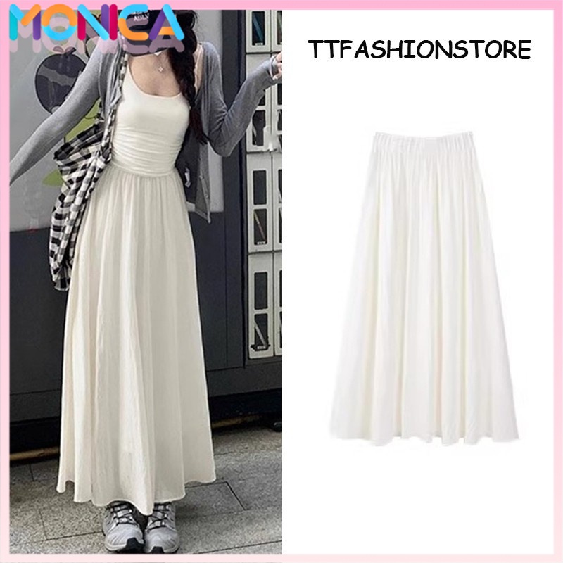 Jual Monica Korea Style Rok Panjang Rok Maxi A-Line Rok Payung Longgar ...