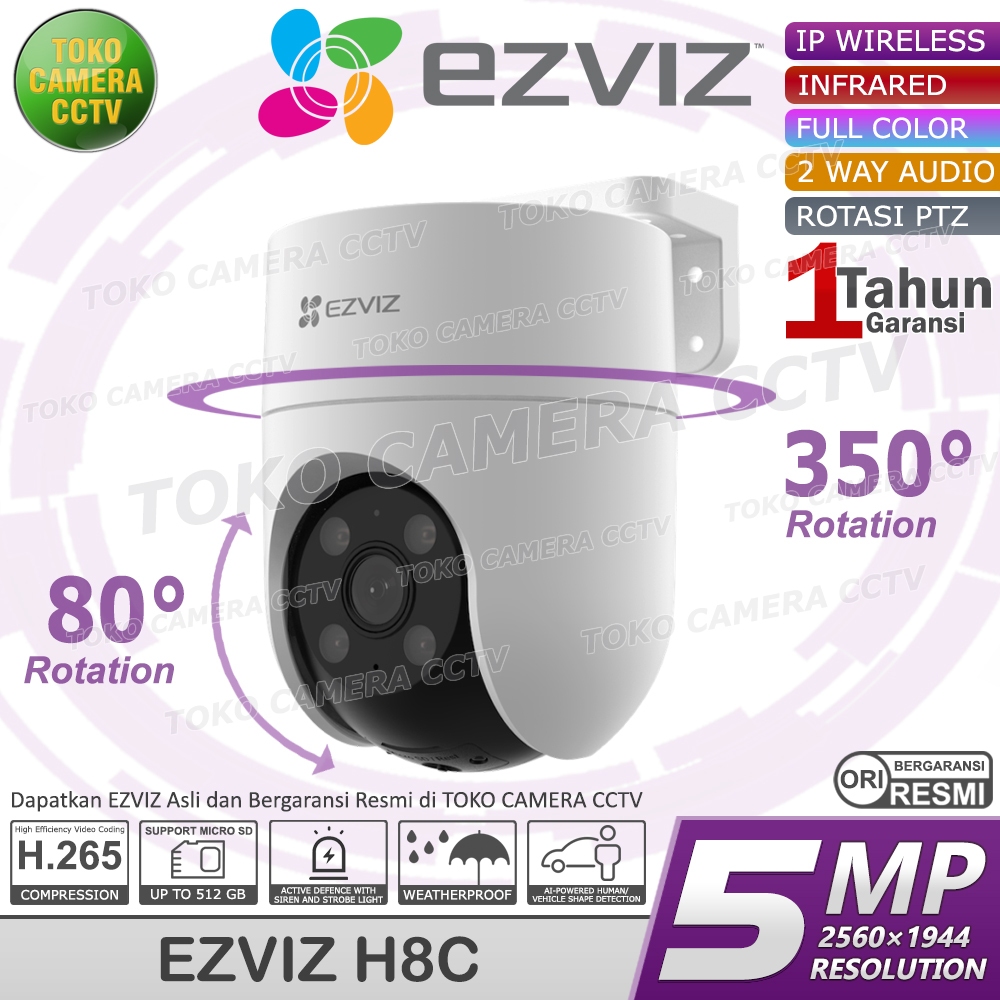 Jual CCTV WIFI SIRENE EZVIZ H8C 5MP 3K KAMERA CCTV PINTAR BERSUARA ...