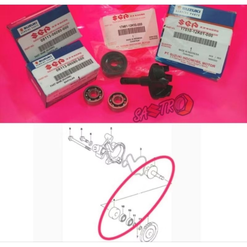Jual sil kipas bearing klaher 608 fan Assy Shaft oil fuel pump seal sel karet water pump suzuki ...