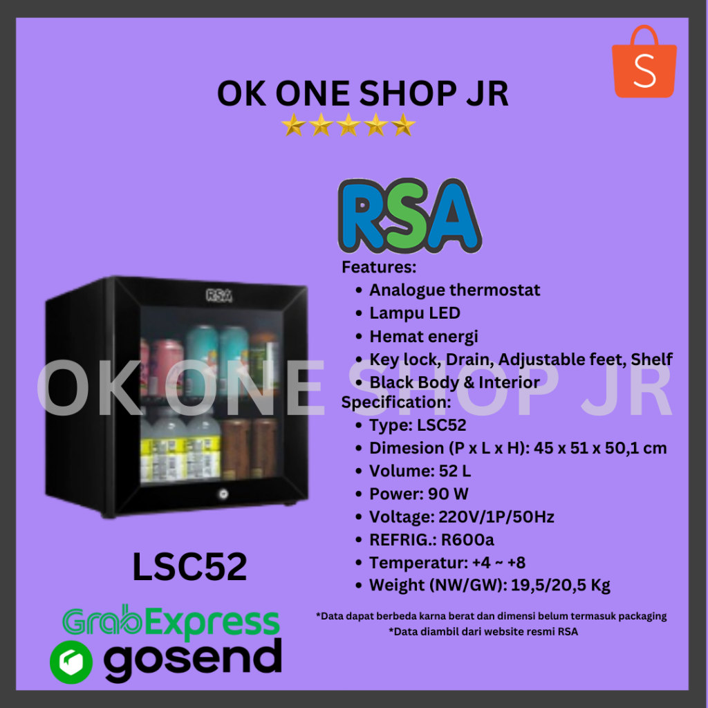 Jual RSA Showcase Display Cooler LSC-52 | LSC52 | Shopee Indonesia