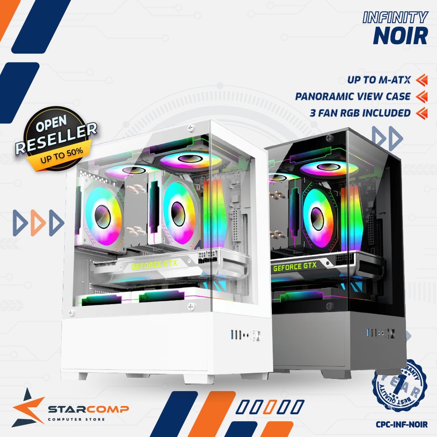 Jual INFINITY NOIR Black / White Include 3 Fan M-Atx Compact Seaview ...