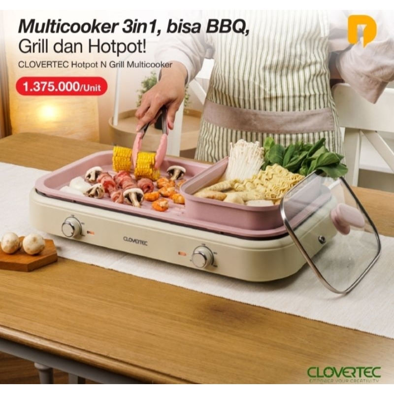 Jual *** CLOVERTEC Hotpot N Grill Multicooker 3in1 Bisa BBQ, Grill & Hotpot | Shopee Indonesia