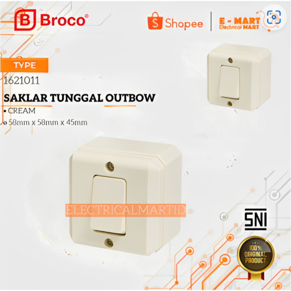 Jual BROCO Saklar OB Engkel Persegi 16210 Saklar Tunggal Tempel ...
