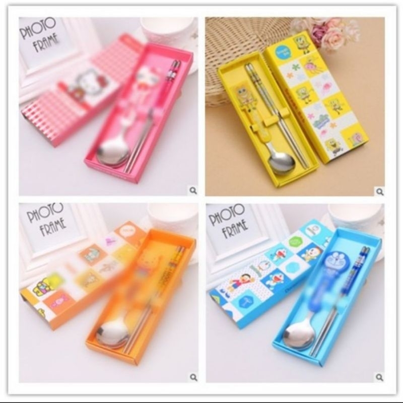 Jual Sumpit dan Sendok 1 set Karakter/ Alat Makan Karakter | Shopee ...