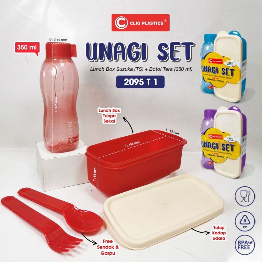 Jual Lunch set botol / tempat makan dengan sendok garpu dan botol minum / kotak bekal sekolah ...