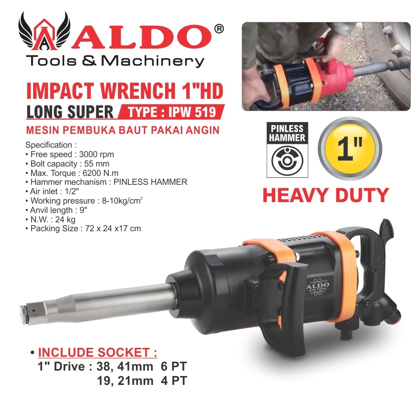 Jual AIR IMPACT WRENCH 1” HD LONG SUPER IPW 519 / IMPACT WRENCH / MESIN ...