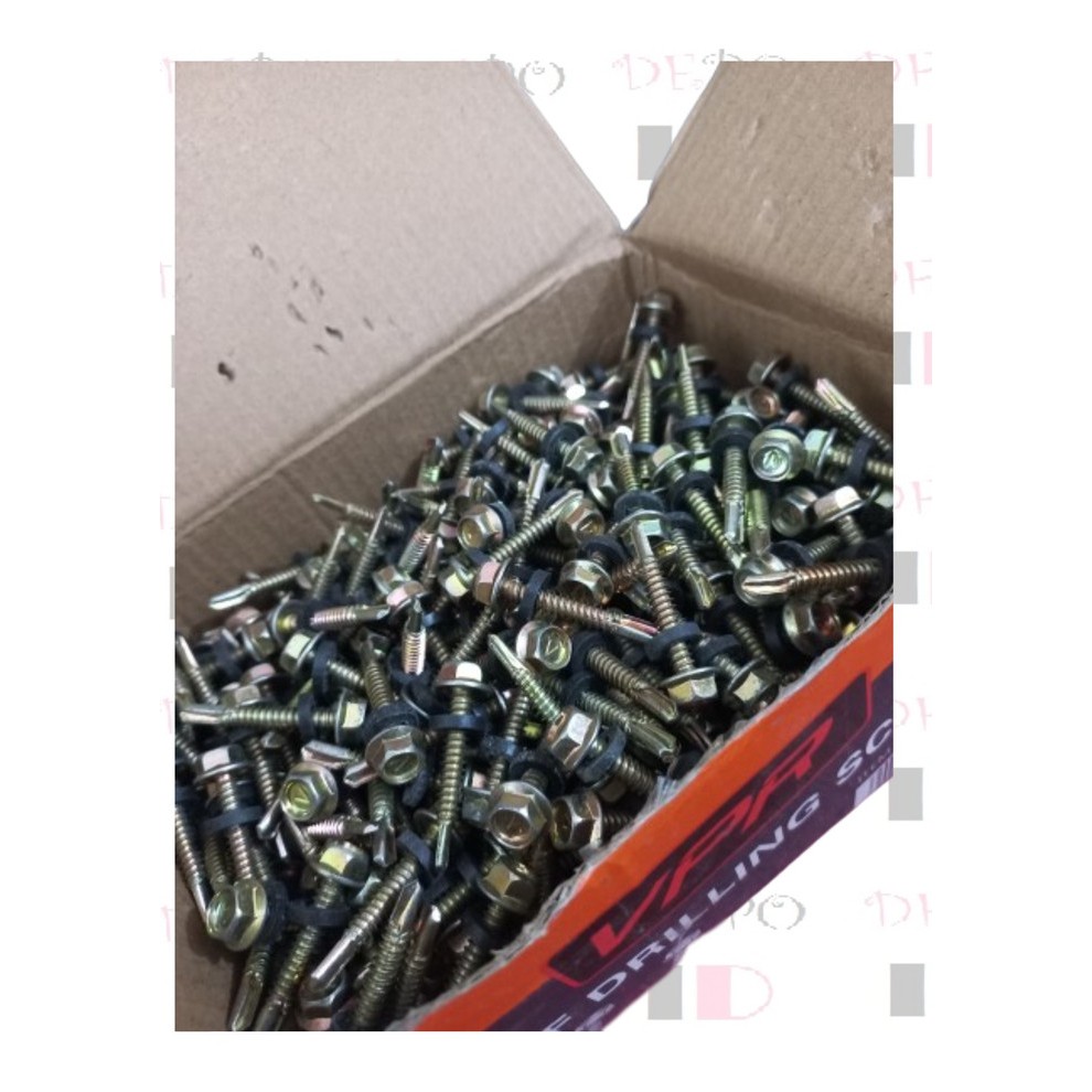 Jual Baut Roofing 1 box Baut Mur Pengencang ukuran 12x30 12x50 12x70 ...