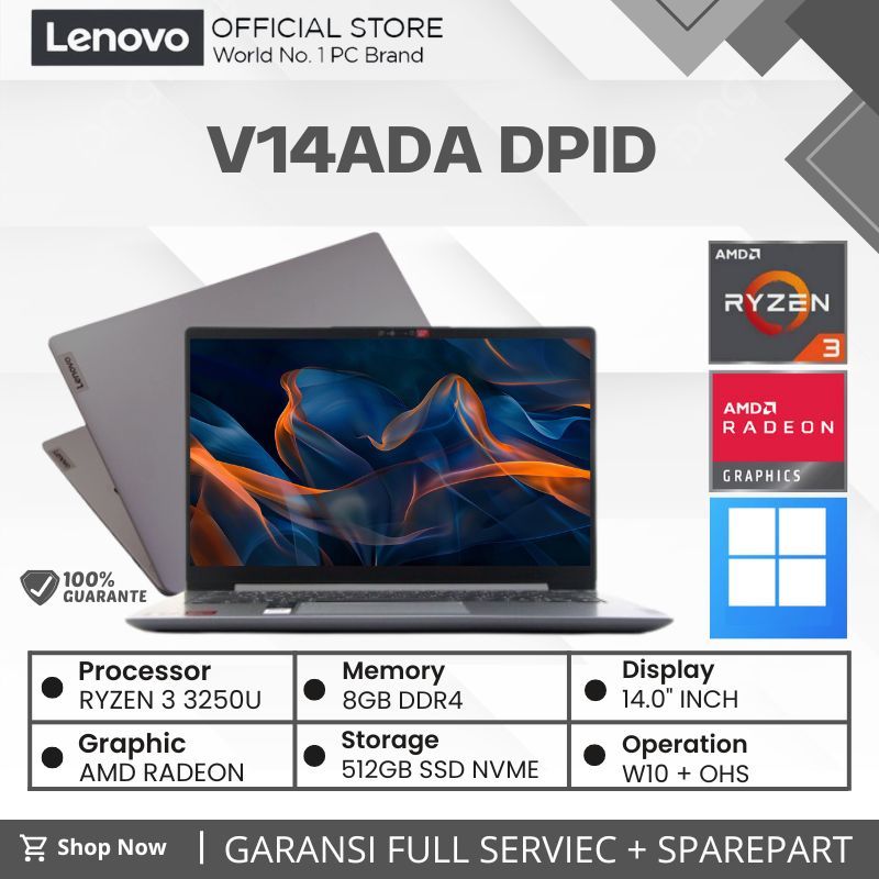 Jual Laptop LENOVO SLIM V14 AMD DPID Ryzen 3 3250U 8GB 512GB SSD AMD ...
