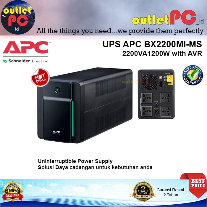 Jual UPS APC Back-UPS BX 2200VA 1200W BX2200MI-MS BX 2200 MI MS Back ...