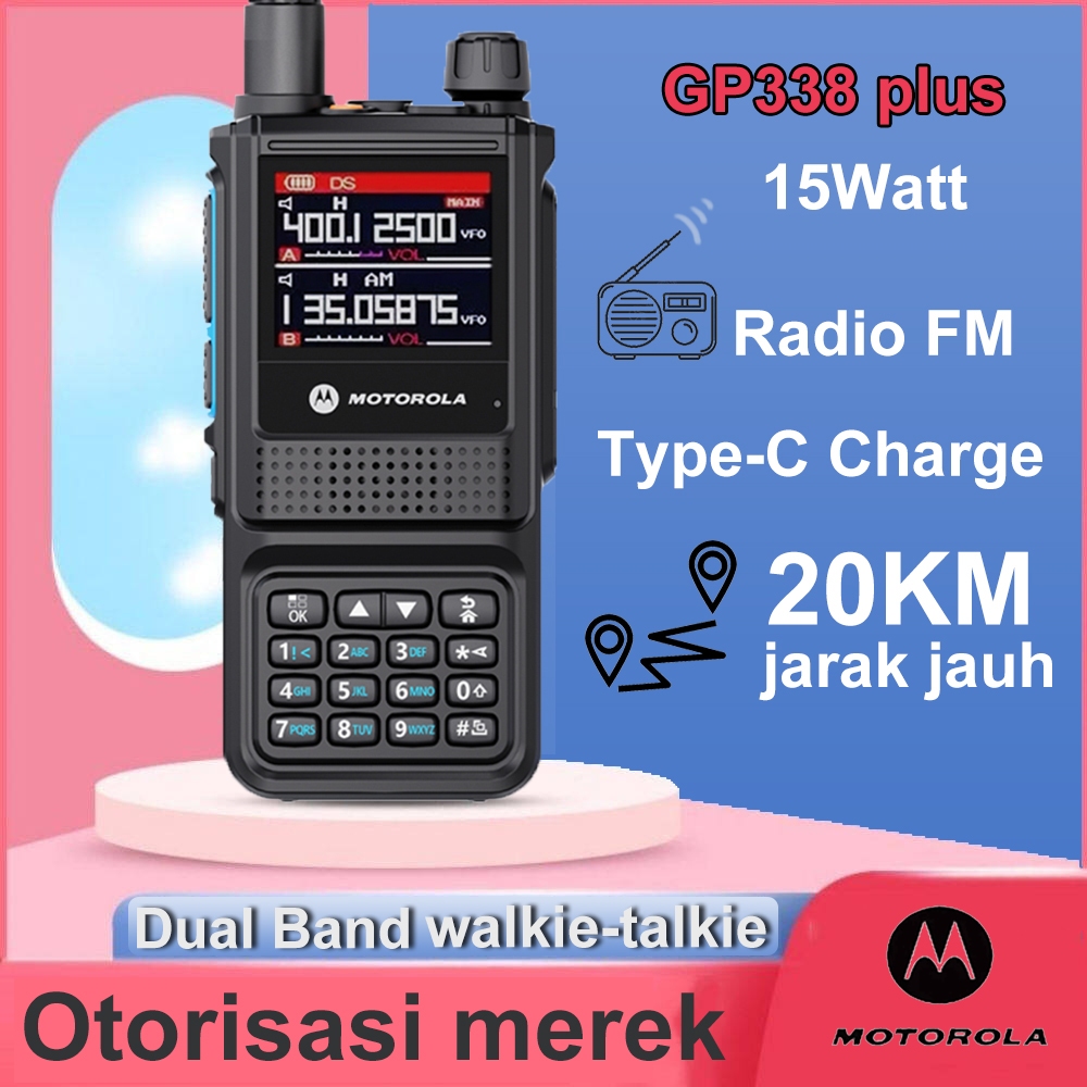 Jual [ COD ] HT Official Motorola GP338 PLUS FM/AM Dual Band Kekuatan ...