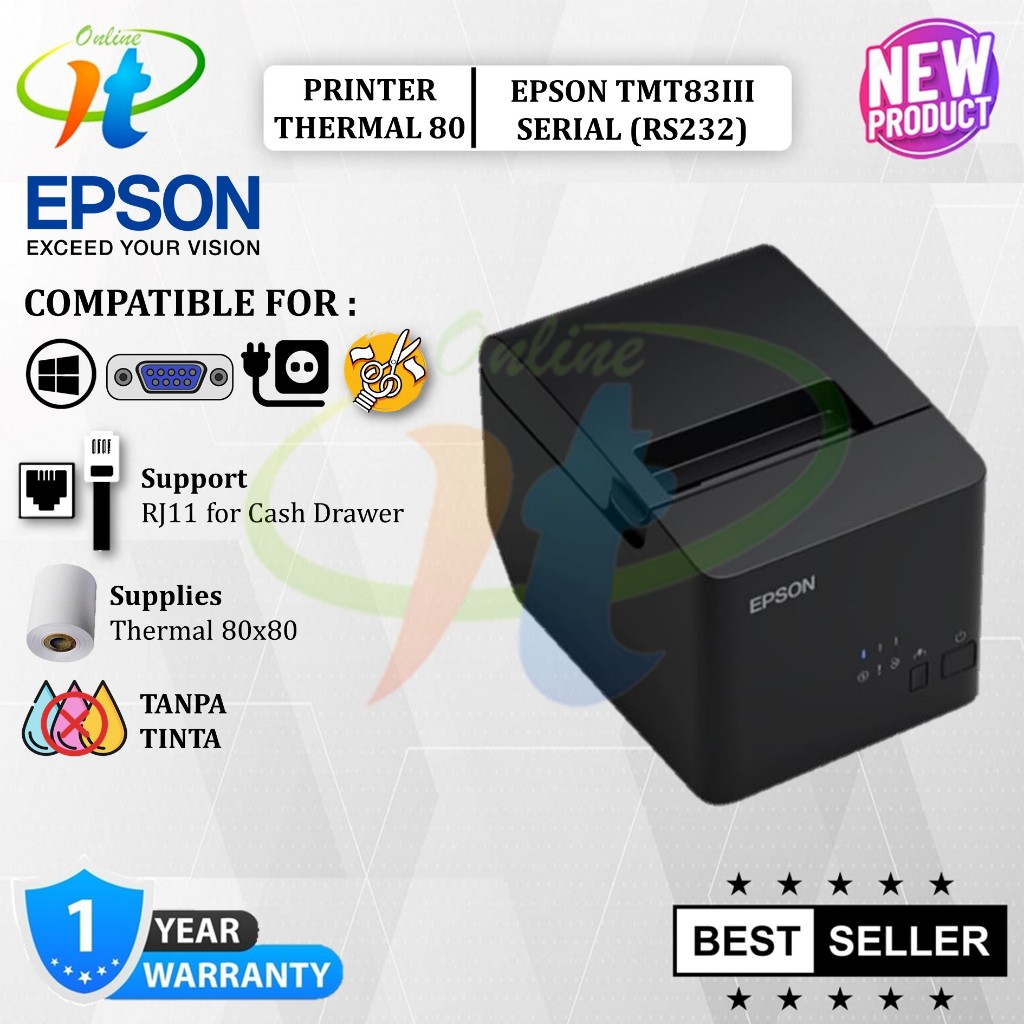 Jual Epson TMT83III Printer Thermal 80mm USB Serial Auto Cutter Printer ...