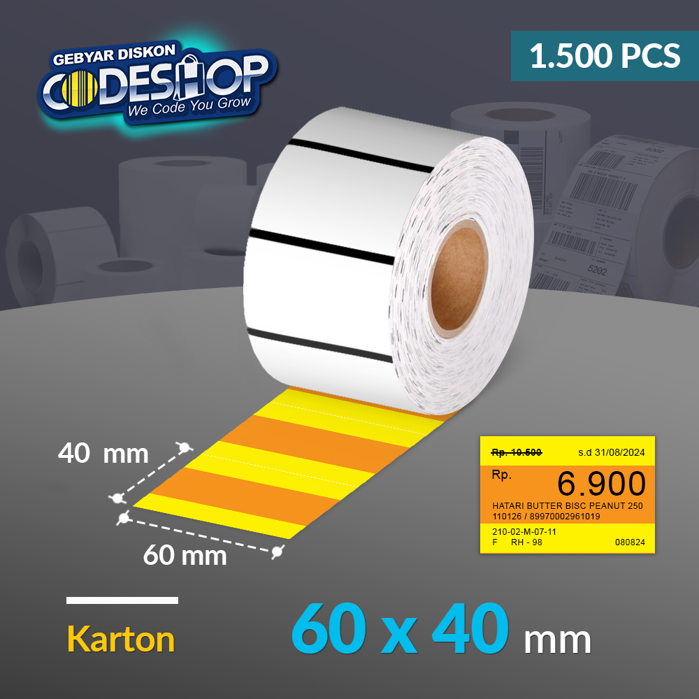 Jual Codeshop Label Harga Gondola Karton 60x40 mm 1 Line Blackmark ...