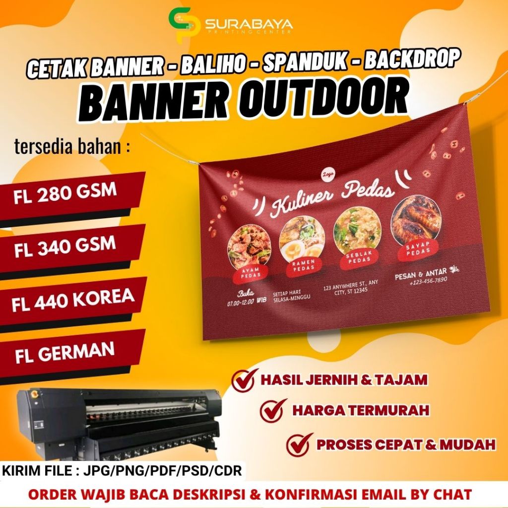 Jual [BANNER OUTDOOR] FL 280 / FL 340 / FL 440 KOREA / FL GERMAN PREMIUM OUTDOOR / CETAK SPANDUK ...