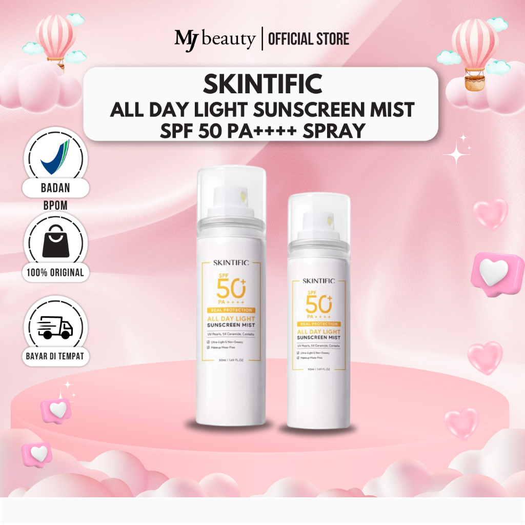 Jual SKINTIFIC - All Day Light Sunscreen Mist SPF 50 PA++++ 120ml 50ml | Shopee Indonesia