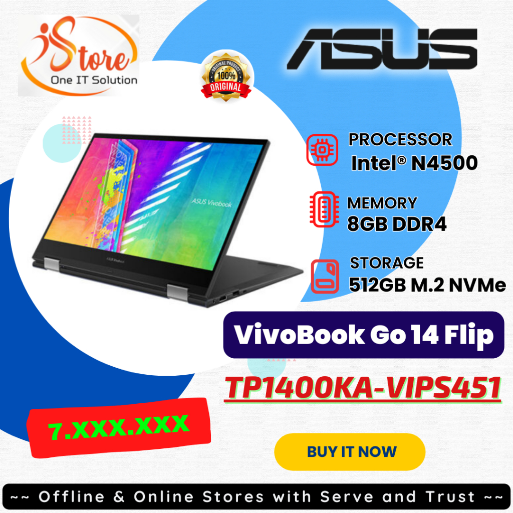 Jual Asus VivoBook Go 14 Flip TP1400KA-VIPS451_Intel N4500/8GB/512GB ...