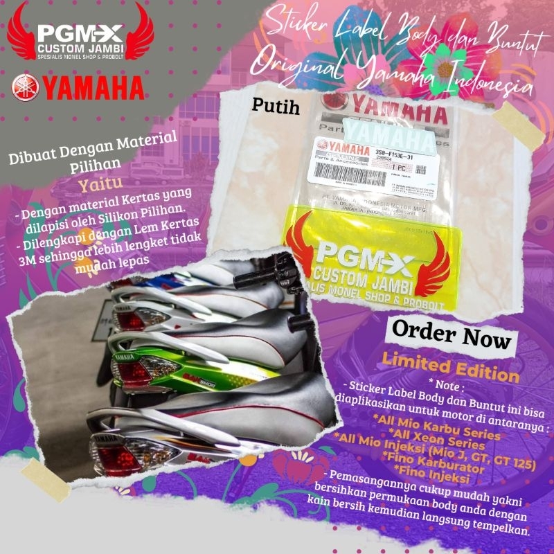 Jual Sticker Label Body dan Buntut Mio Series dan Motor Yamaha Lainnya ...