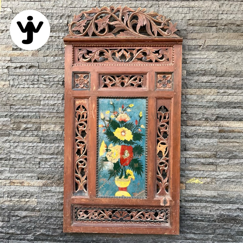 Jual Ukiran Bingkai Kaca Lukis Bunga Lawas Antik Vintage Jadul | Shopee ...