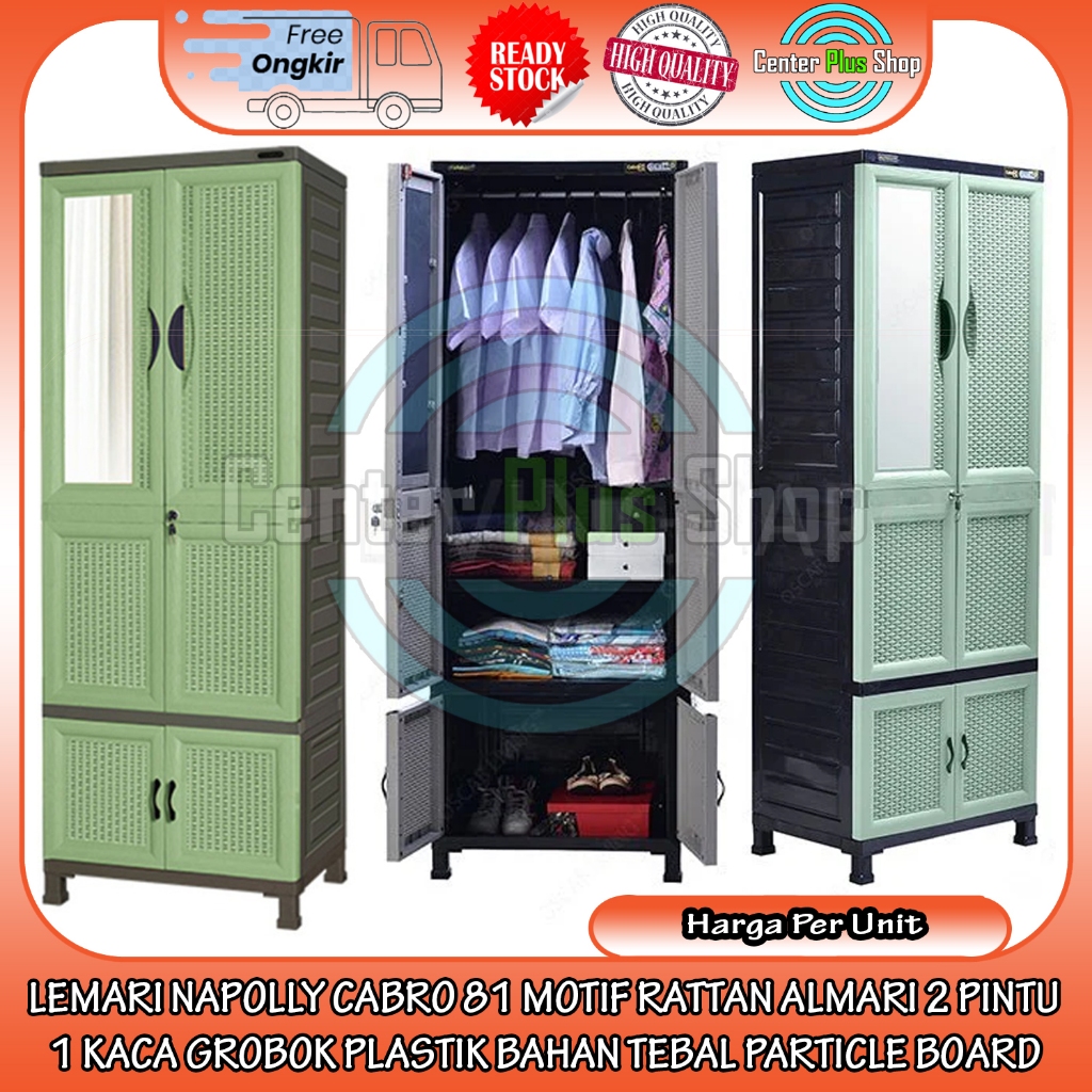 Jual [Instant] Almari Baju Rak 2 Pintu Lemari Pakaian Plastik Napolly ...