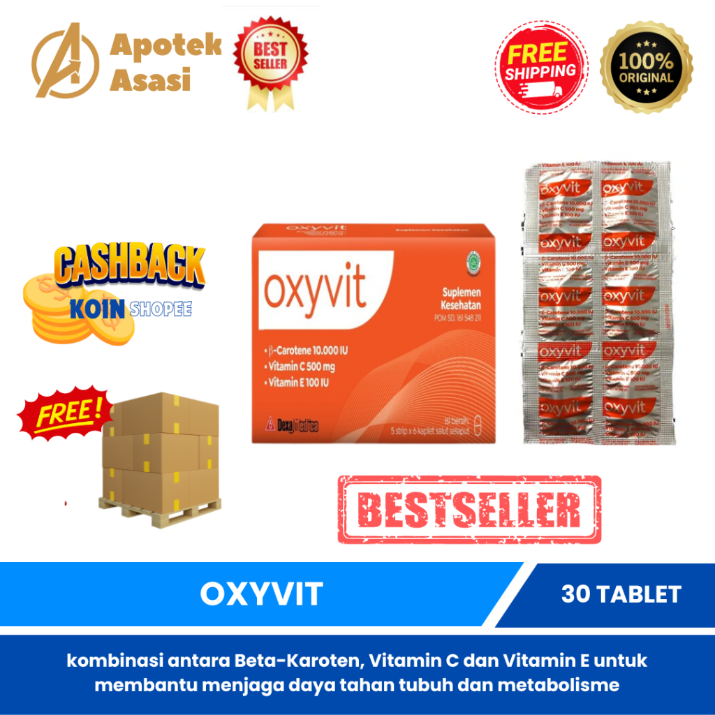 Jual BOX - Oxyvit Vitamin C+ 30 Kaplet - Oxyvit Vitamin C Plus Suplemen ...