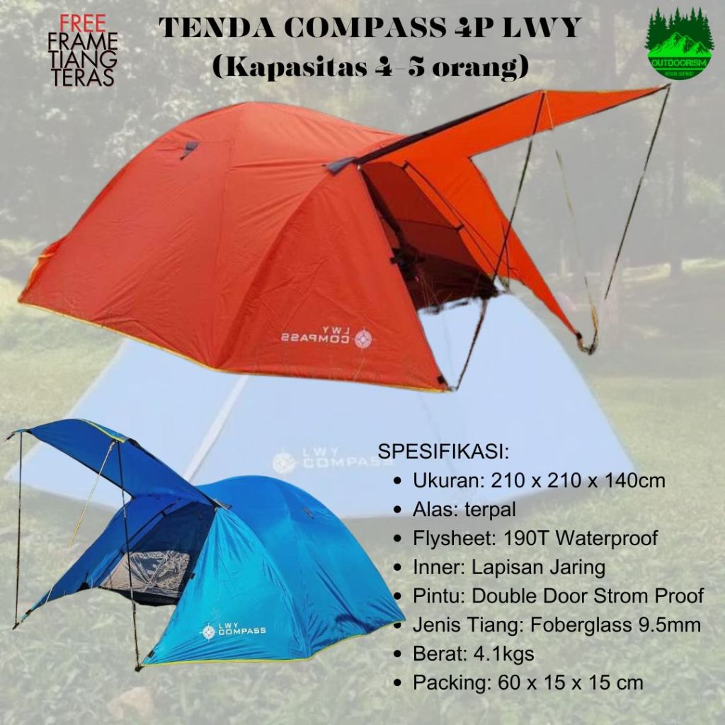 Jual Tenda Camping Outdoor HY BC 4|Tenda LWY Compass 4P Double Layer ...