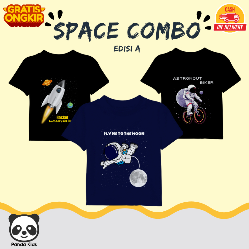 Jual Paket Combo Spesial Kaos Anak Laki-Laki Motif Luar Angkasa (A) 1-10 Tahun-Panda Kids ...