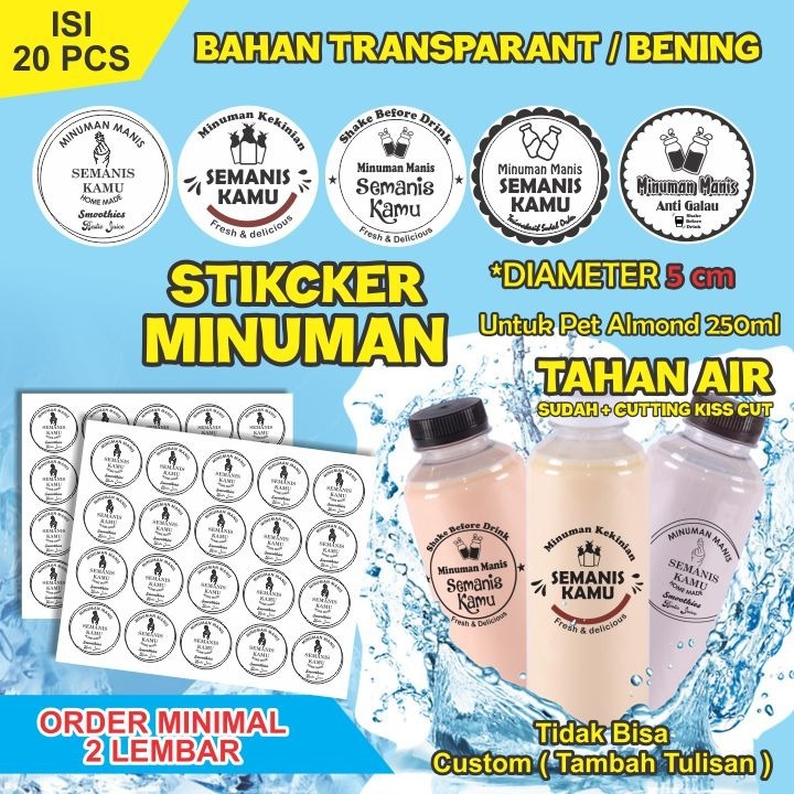 Jual Stiker Label Minuman Viral Stiker Label Kemasan Botol Almon Isi 20 ...