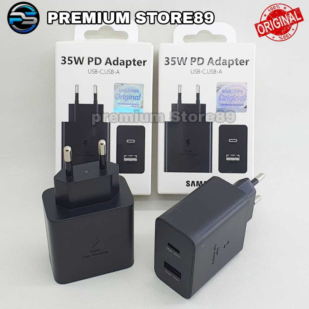 Jual Adaptor Samsung Dual Port Usb C & Usb Power Real 35watt Hitam ...