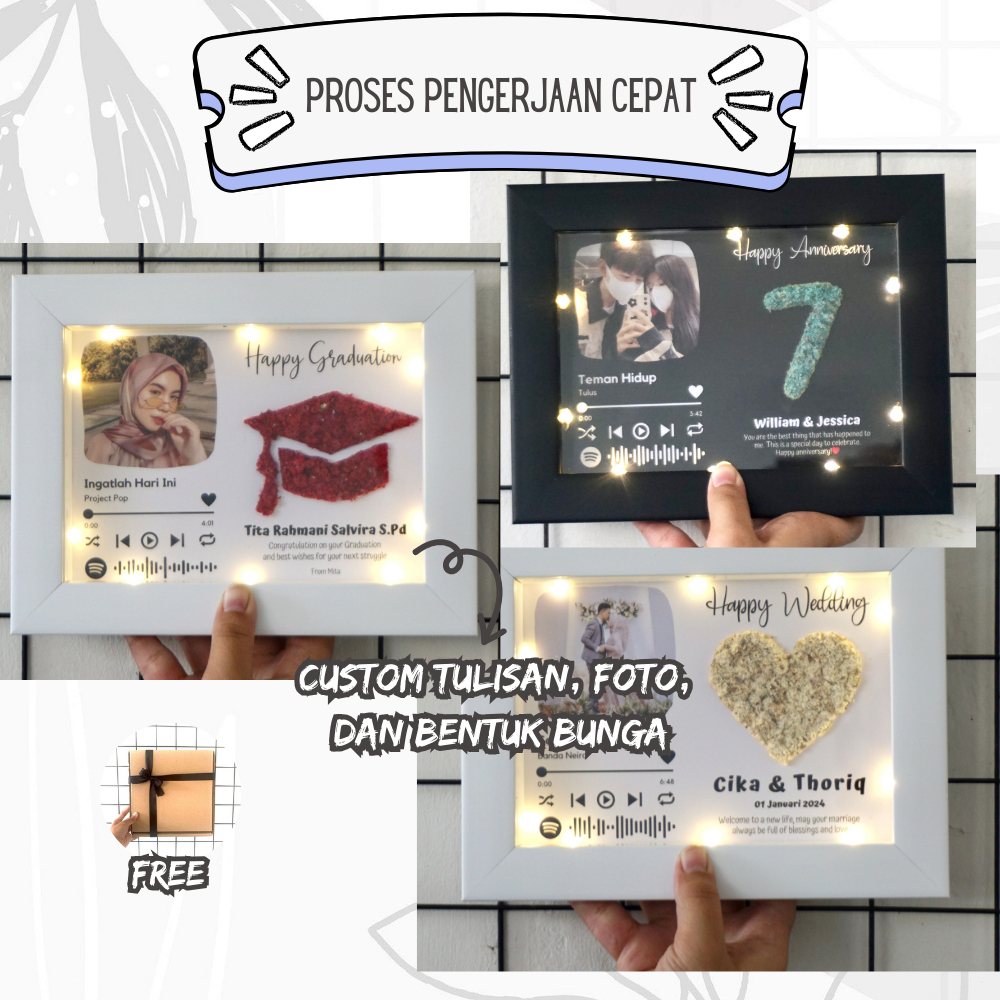 Jual KADO UNIK Frame 3D Gift Flower Frame Spotify Kado Ulang Tahun ...