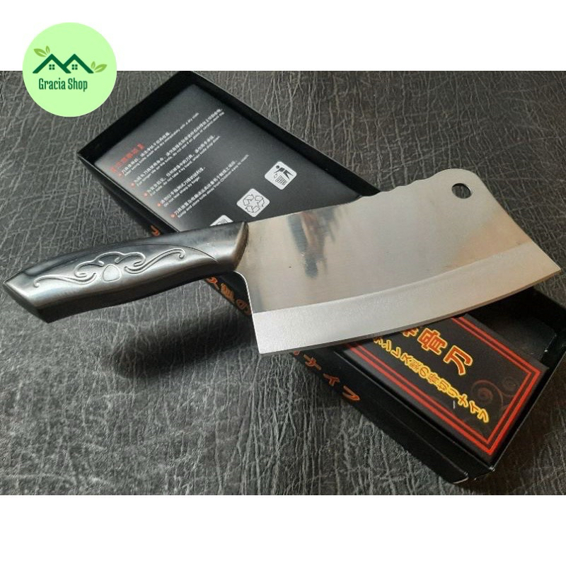 Jual Golok Daging Stainless Pisau Ganom / Cincang Tulang Tebal Tajam ...