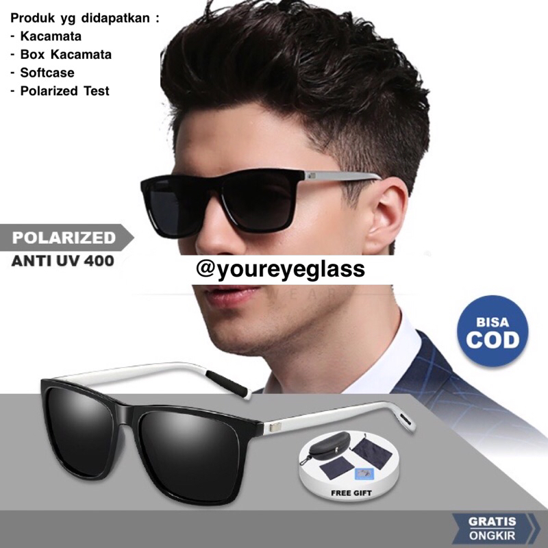 Jual (GRATIS BOX) Kacamata Hitam Polarized UV 400 Kaca Mata Polaris Anti Silau Pria | Shopee ...