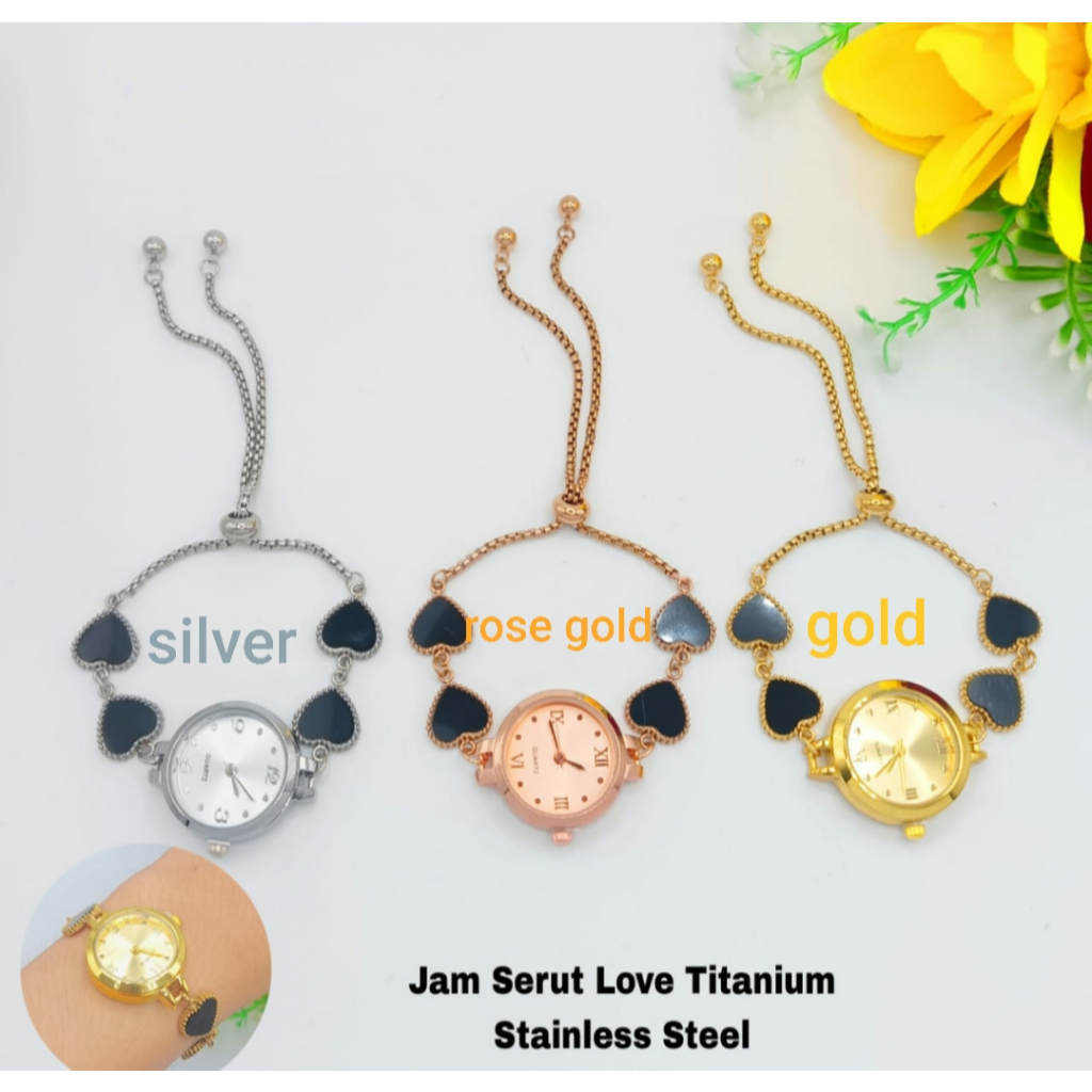 Jual NEW Set Jam Serut Love Titanium Perhiasan Terlarisss ( FREE COD ...