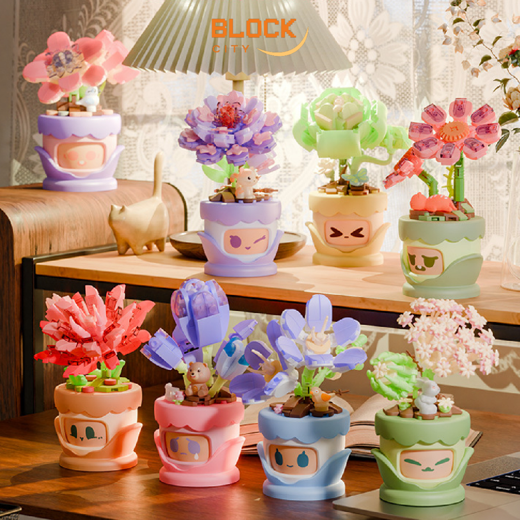 Jual Block City-Wonder Emoticon Pot Flower Puzzle Block Bricks Balok ...