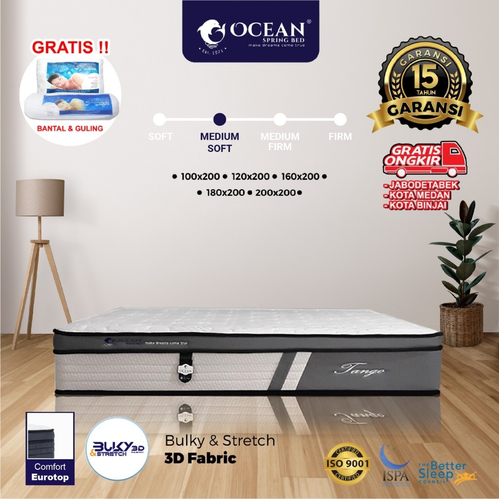 Jual Ocean springbed - Kasur Tango Kain Silver Pocket Spring Mattress Only | Shopee Indonesia
