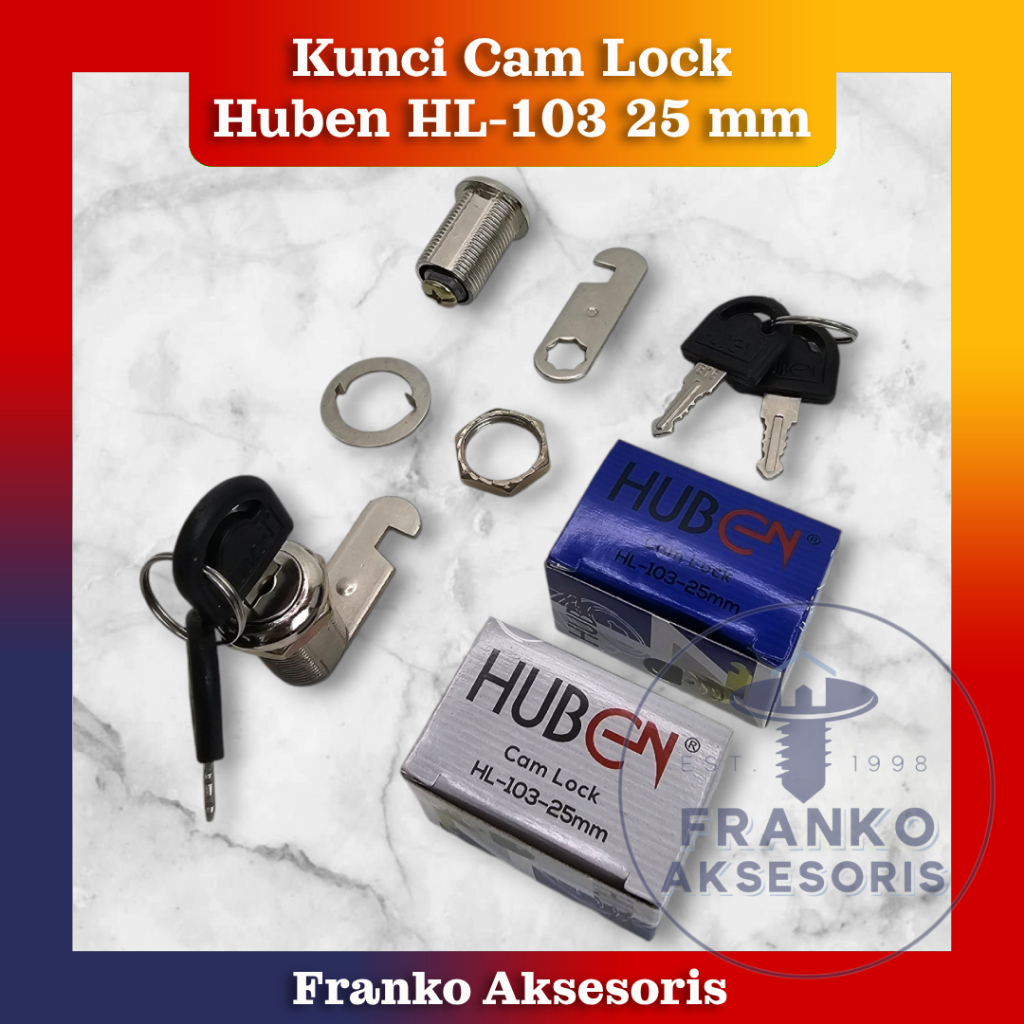 Jual Kunci Loker HL-103 25 mm Cam Lock Huben Kunci Besi Laci Lemari ...