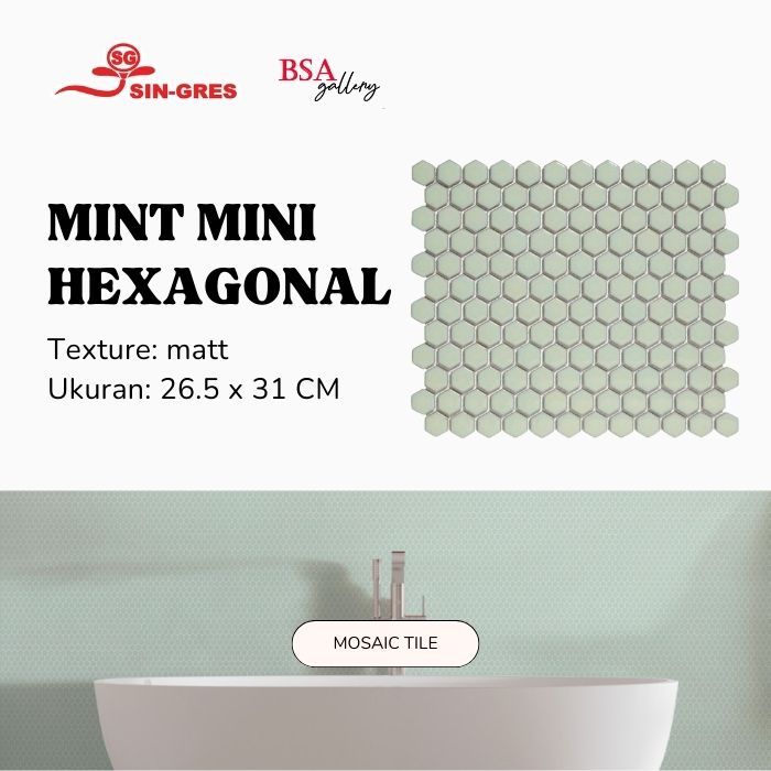 Jual MOSAIC TILE HEXAGONAL MINI HIJAU / MOSAIC HEXAGON MINI MINT ...
