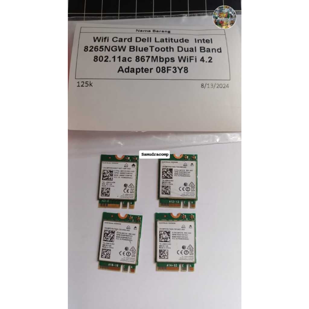 Jual Wifi Card Dell Latitude Intel 8265NGW Bluetooth Dual Band 802.11AC ...