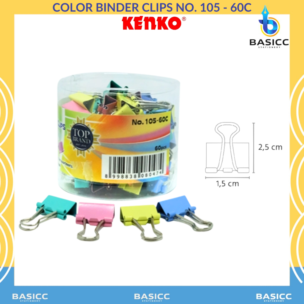 Jual Kenko Color Binder Clips No.105 - 60C Penjepit Kertas Warna ...