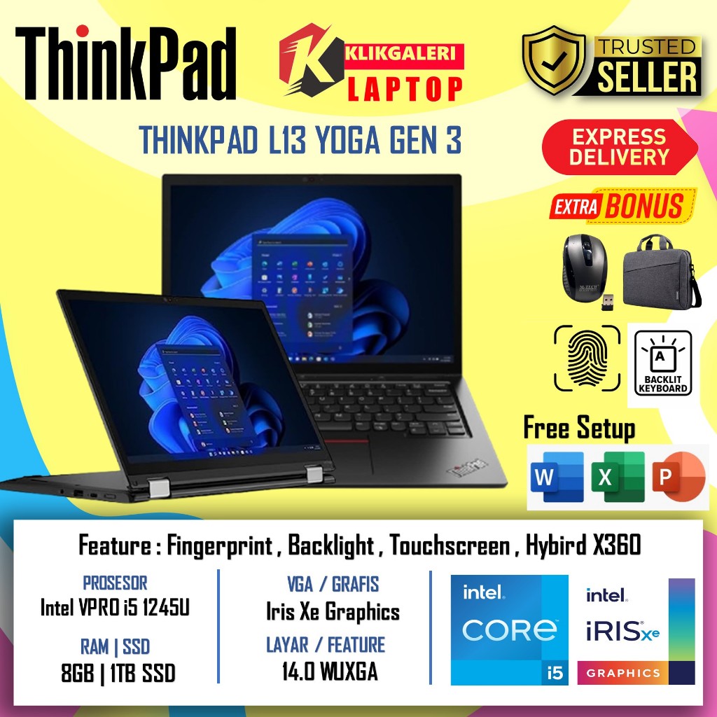 Jual Laptop Flip Touchscreen Lenovo Thinkpad L13 GEN3 Intel Vpro i5 ...