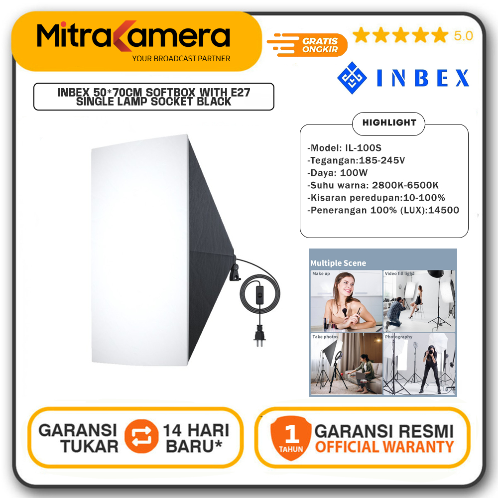 Jual INBEX 50*70CM softbox with E27 Single Lamp Socket black | Shopee ...