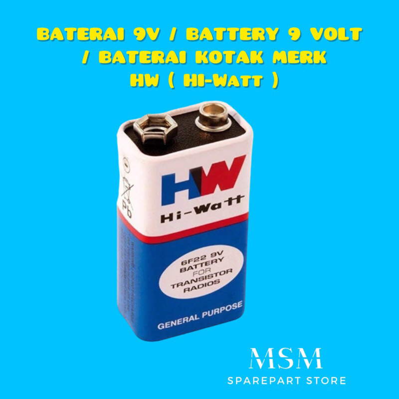 Jual BATERAI 9V / BATTERY 9 VOLT / BATERAI KOTAK MERK HW ( HI-Watt ...