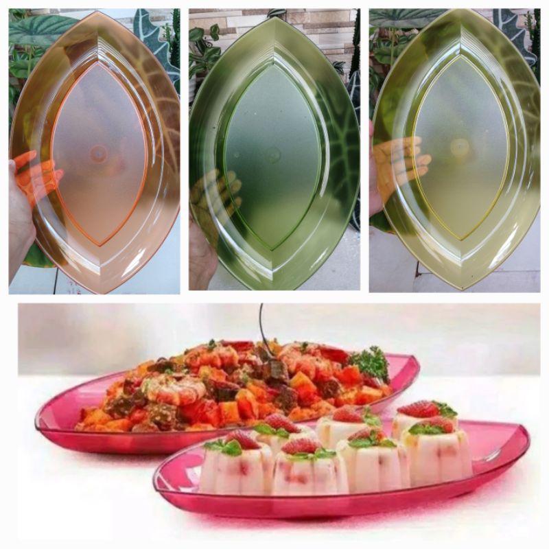 Jual large plate lotus triangle tupperware/ plate lotus triangle hijau ...