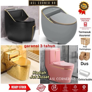 Jual Kloset Duduk 1 Body Tutup Slow /Kloset Duduk Hitam Gold / Kloset ...