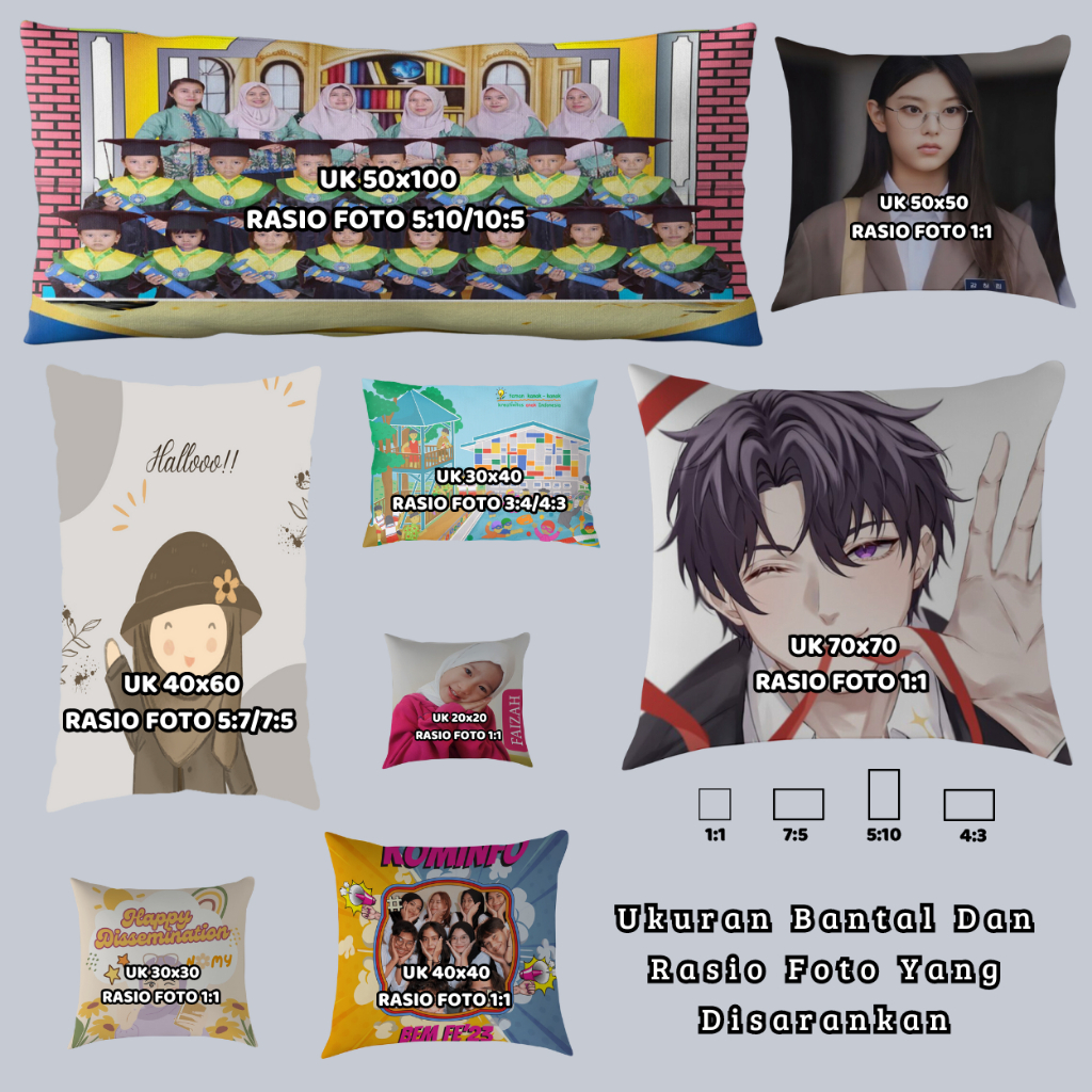 Jual Bantal Custom Foto 2 sisi FULL PRINTING 1 Bantal 1 Gambar Uk50x50 ...