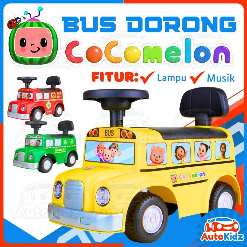 Jual Mobil Bus CocoMelon Bisa Dinaiki Bunyi Musik Lampu Mobilan Anak ...