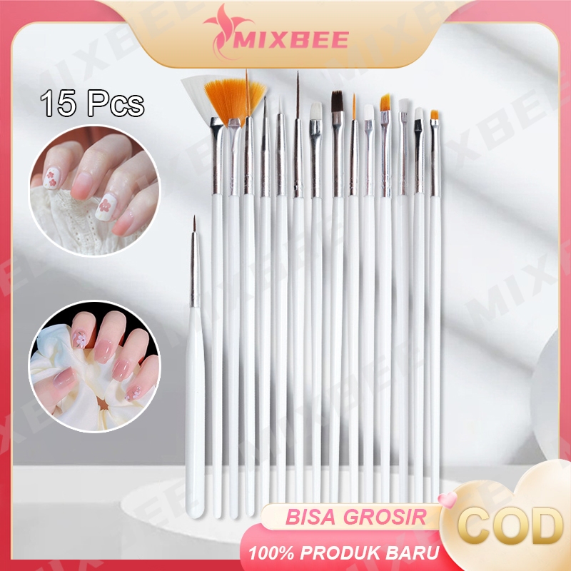Jual 15Pcs Kuas Kuku Nail Art Brush Kutek Plus Dotting Pena Kuas ...