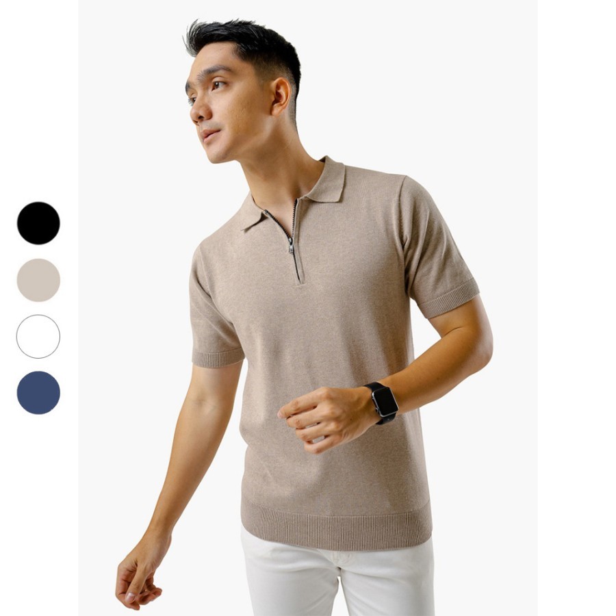 Jual Gomuda Sweater Rajut Pria Polo Zip Neck Knitwear | Shopee Indonesia