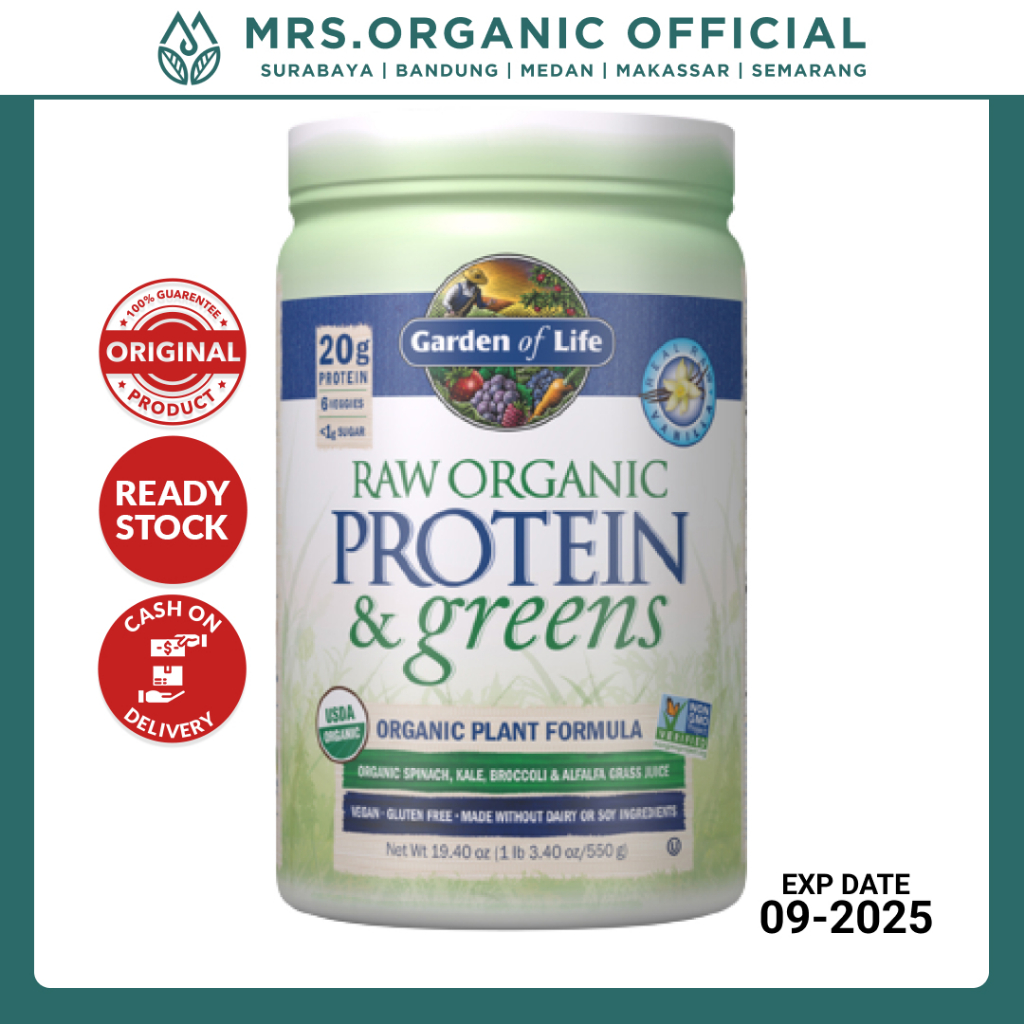 Jual Raw Organic Protein dan Greens Rasa Vanilla Garden of Life 550 g ...