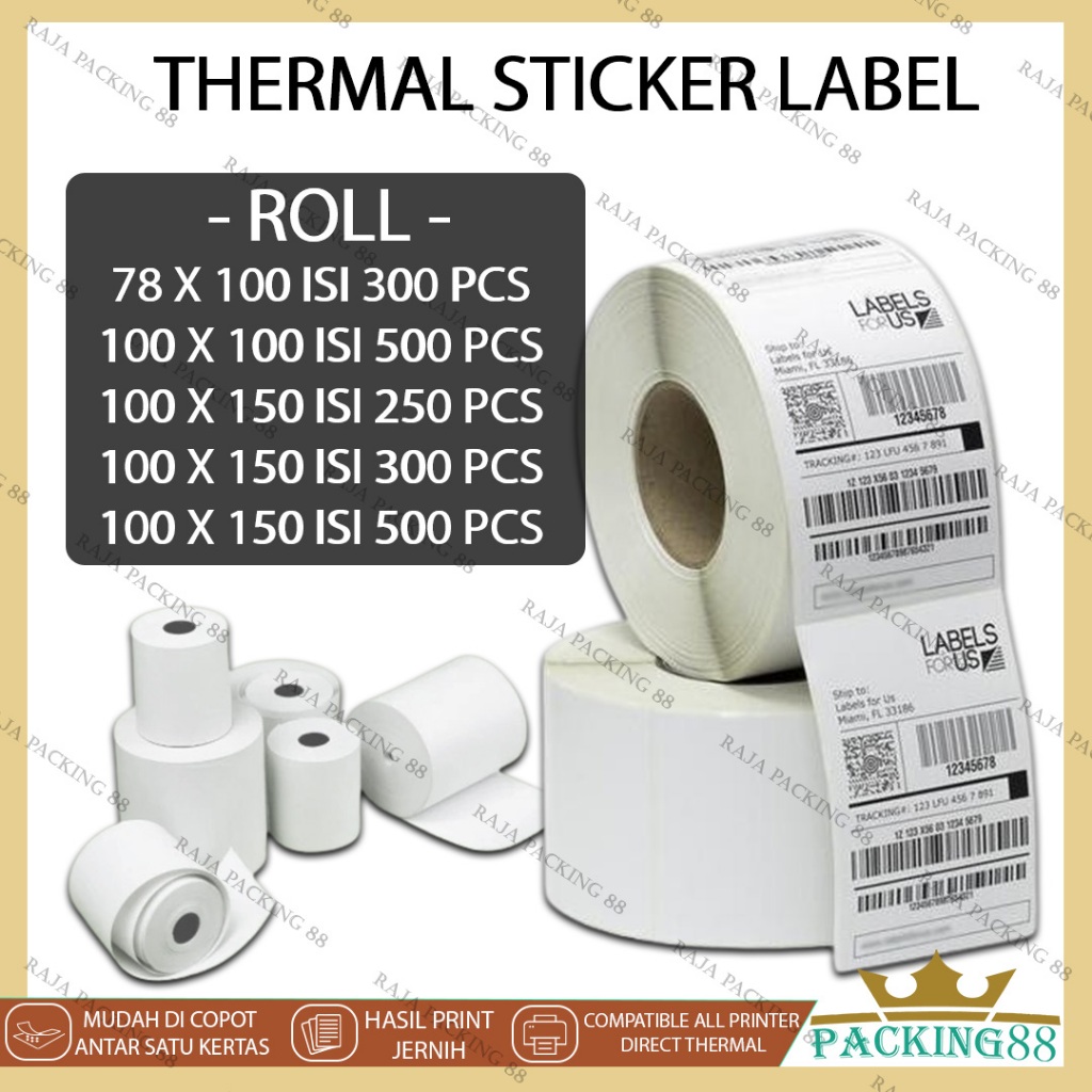 Jual Kertas Thermal Sticker ROLL Berbagai Ukuran Cetak Stiker Label ...